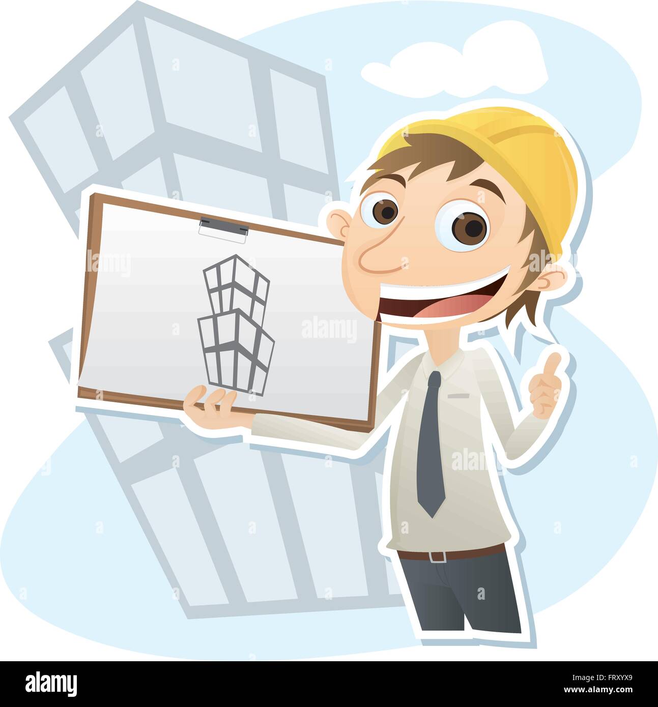 Cartoon smiling civil engineer with blueprint Stock Vector Image & Art ...