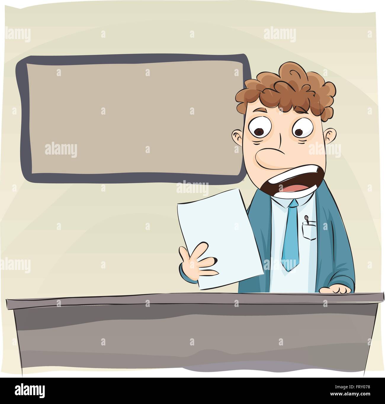 carton male newscaster sitting at desk Stock Vector Image & Art - Alamy