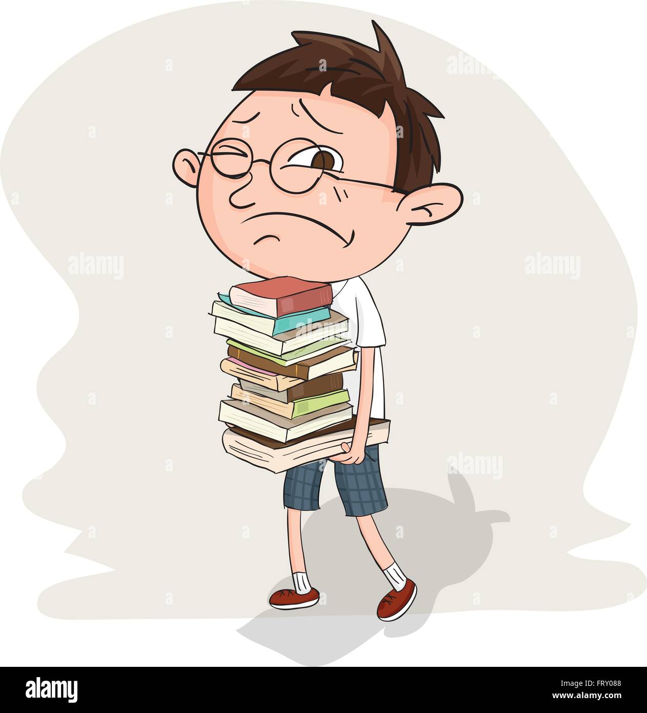 Cartoon student carry stack of book Stock Vector Image & Art - Alamy