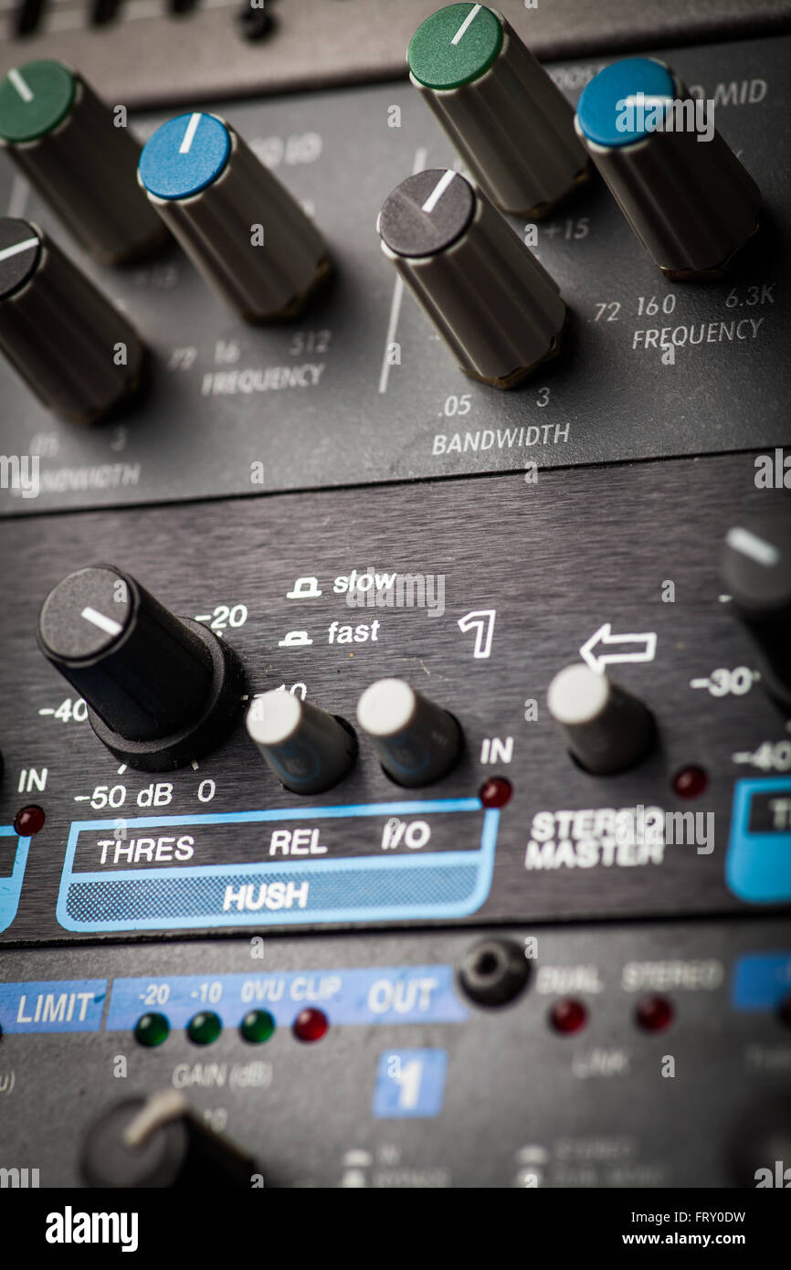 Color image of many buttons in a sound recording studio Stock Photo - Alamy