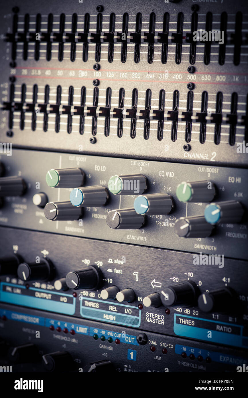 Color image of many buttons in a sound recording studio Stock Photo - Alamy