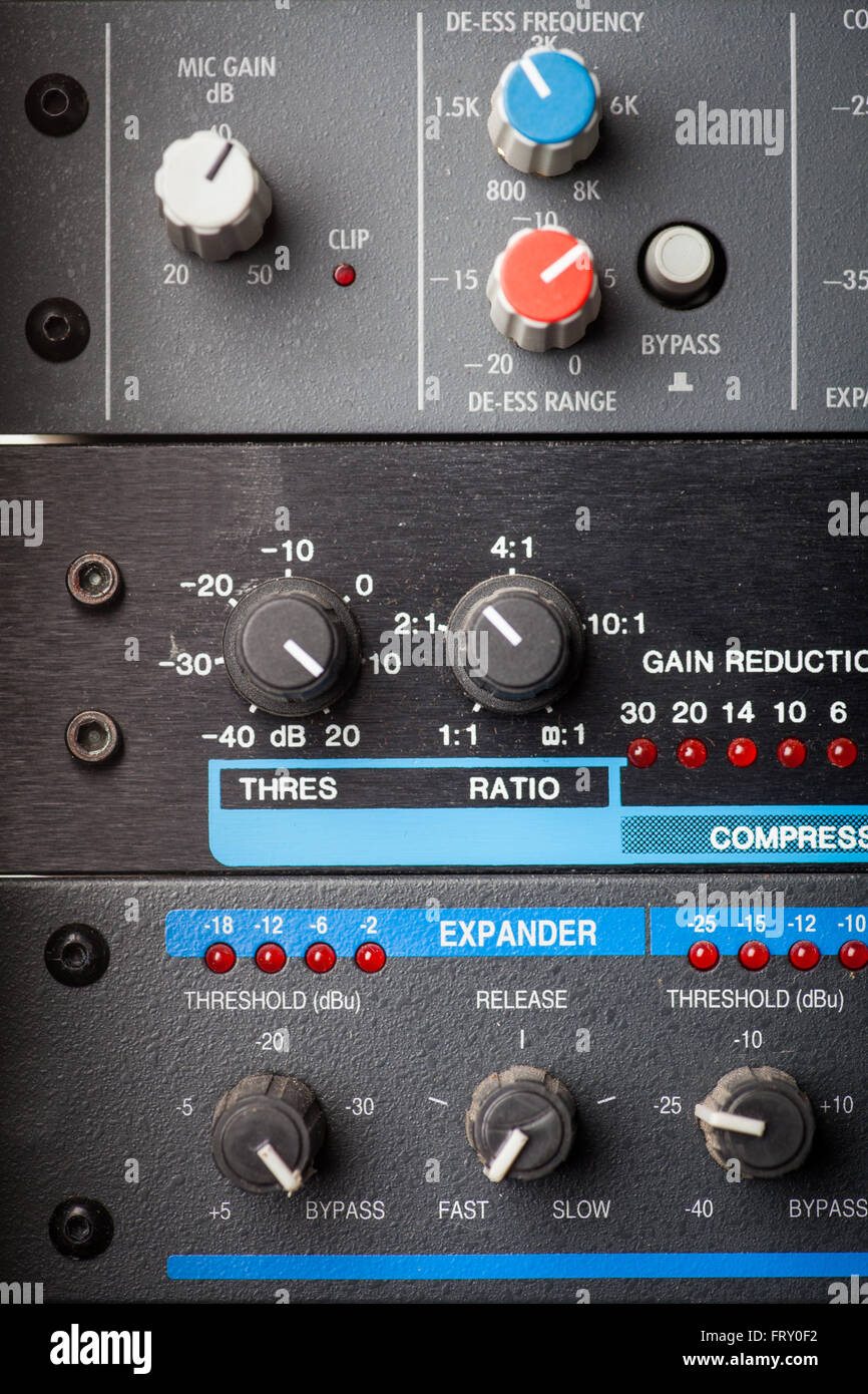 Color image of many buttons in a sound recording studio Stock Photo - Alamy