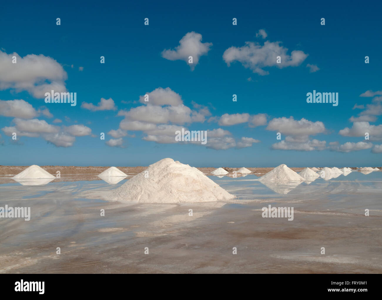 Salt works at the salt marshes of Sabkhat Tazra in the Khenifiss ...