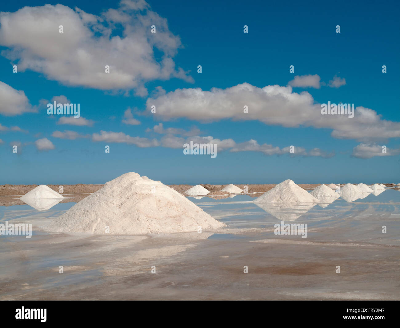 Salt works at the salt marshes of Sabkhat Tazra in the Khenifiss ...