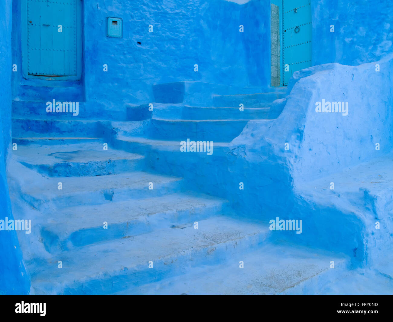Blue stairs in the Medina, the original Arab part of the picturesque ...
