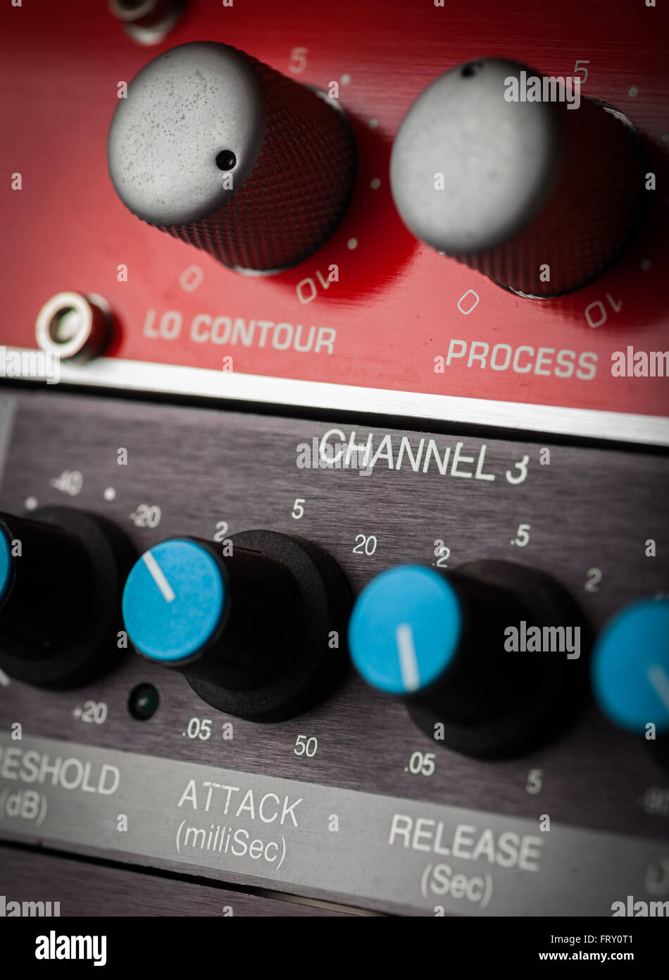 Color image of many buttons in a sound recording studio Stock Photo - Alamy