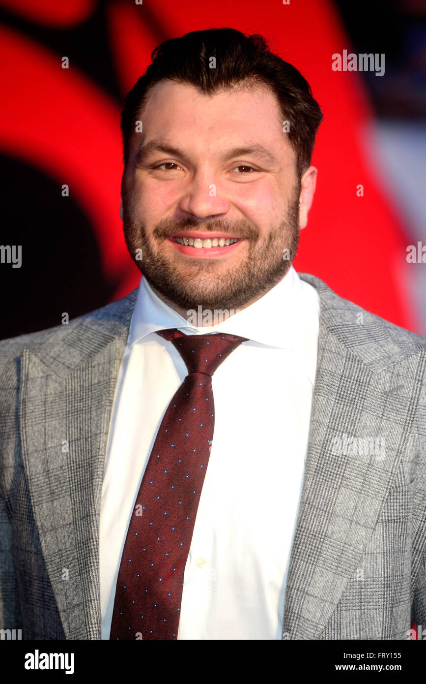 Alex Corbisiero at the European Premiere of Batman v Superman: Dawn Of ...