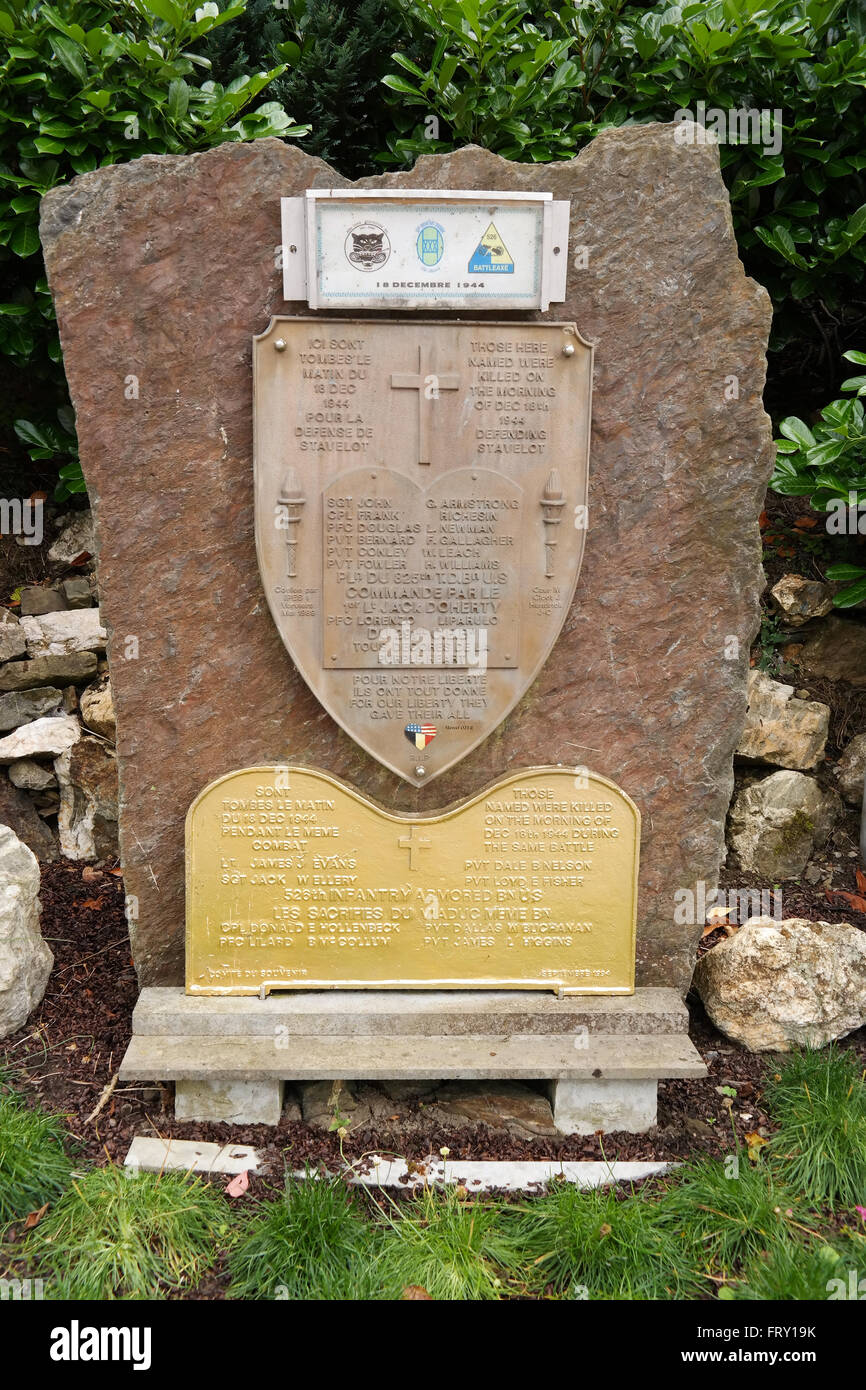 WW2 Memorial for American soldiers in Stavelot, Belgium Stock Photo - Alamy