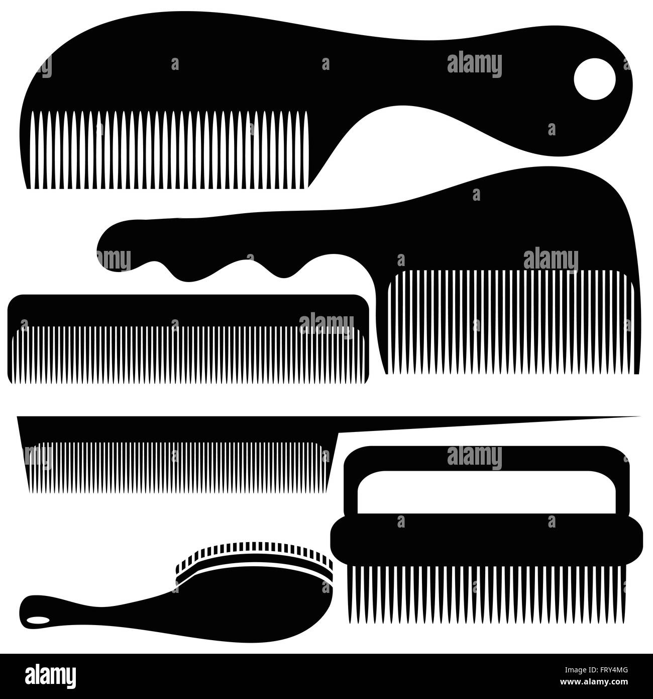 Set of Different Combs Silhouettes Stock Photo - Alamy