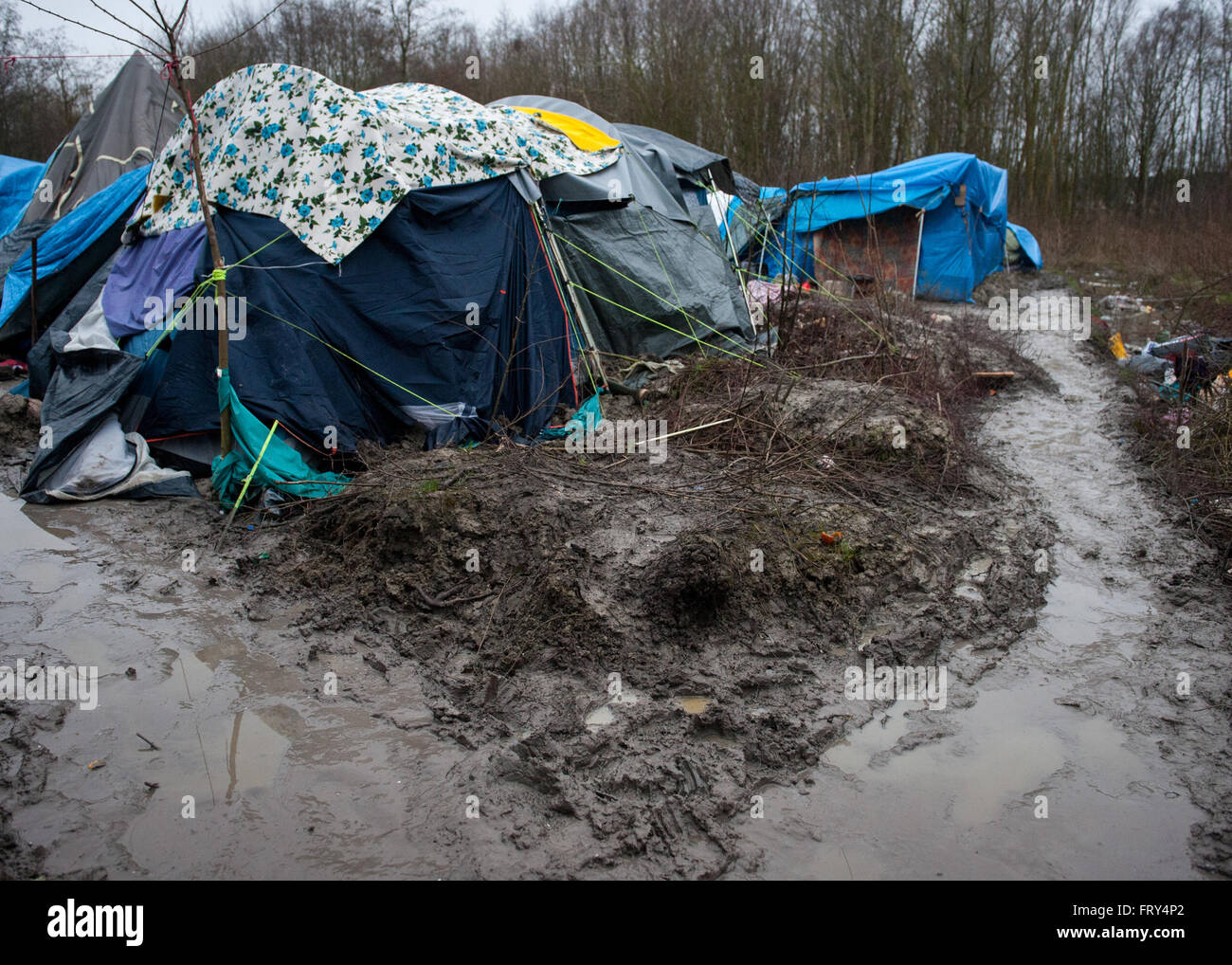 A sense of eeriness prevails as rain and wind force refugees to stay in ...