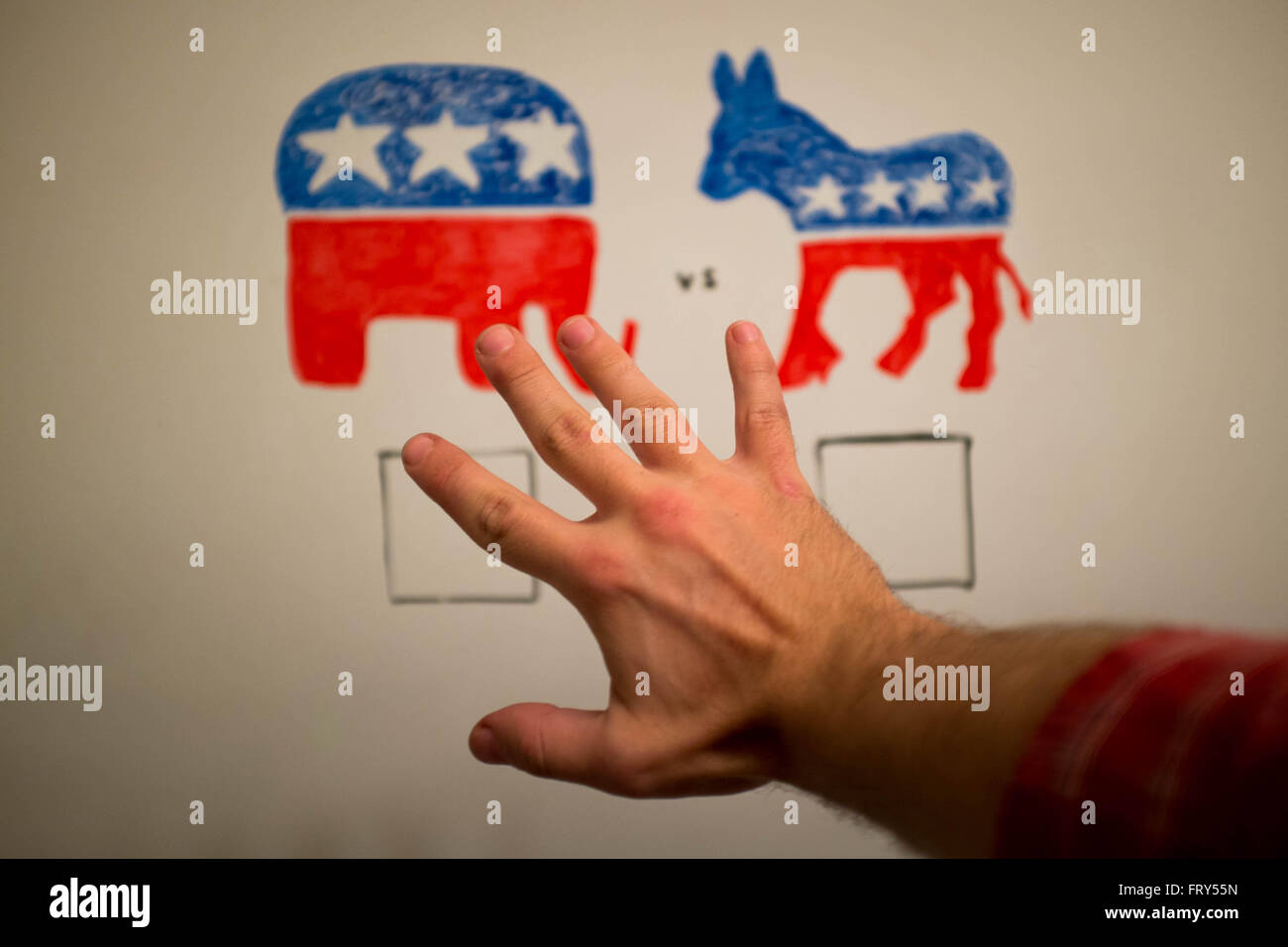 Concurrent politics stop concept. Democrats vs republicans elections ...