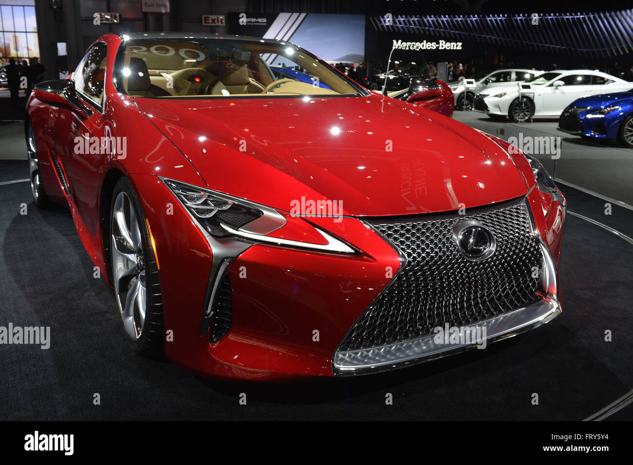 Manhattan, New York, USA. 23rd Mar, 2016. A red Lexus LC500 luxury ...