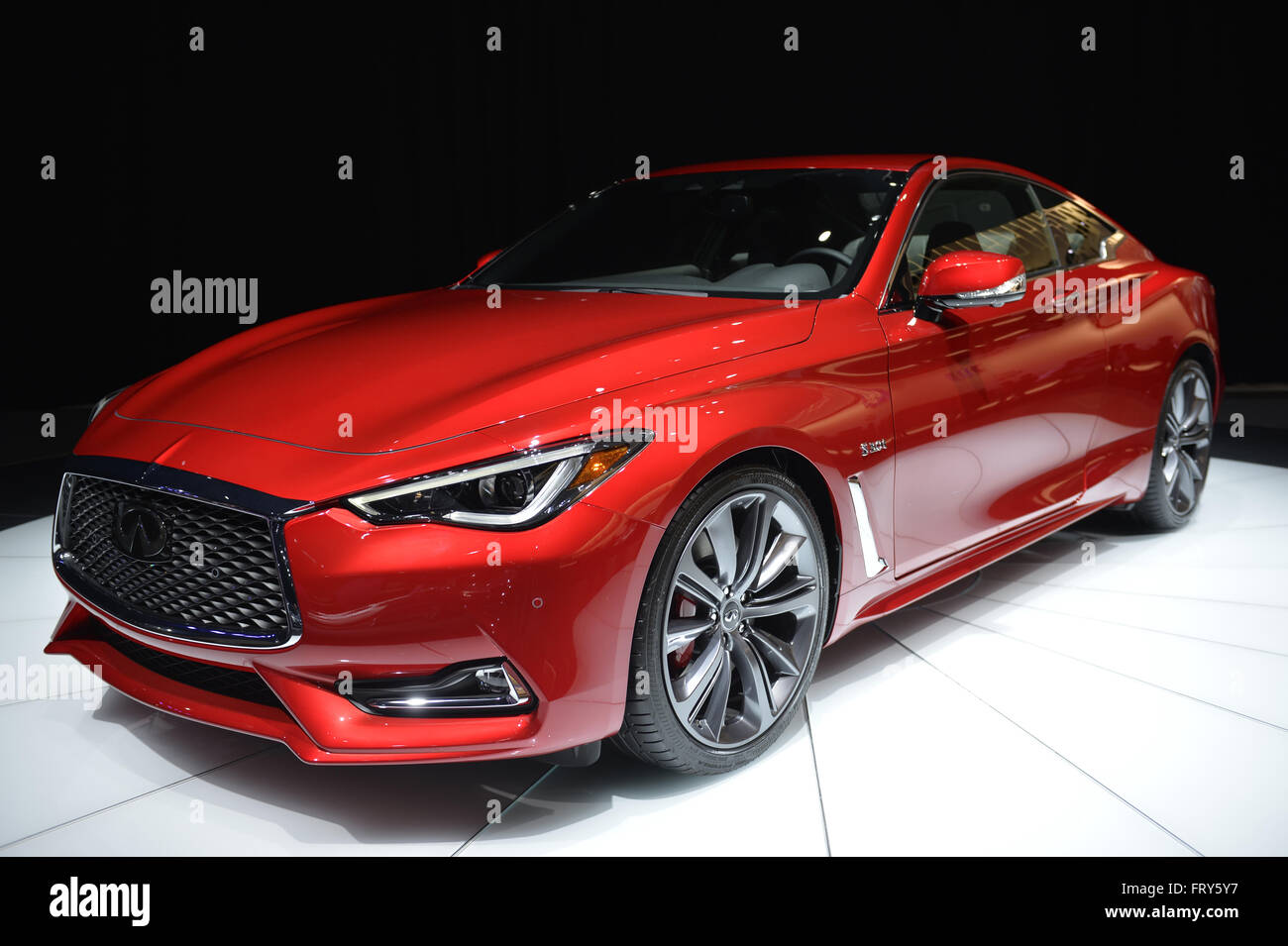 Manhattan, New York, USA. 23rd Mar, 2016. A red Infiniti Q60s 3.0t ...
