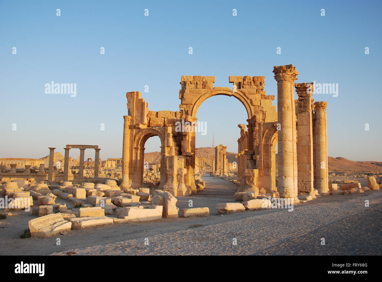 Ruins in the Syrian desert in the ancient city of Palmyra, Syria, 03 ...