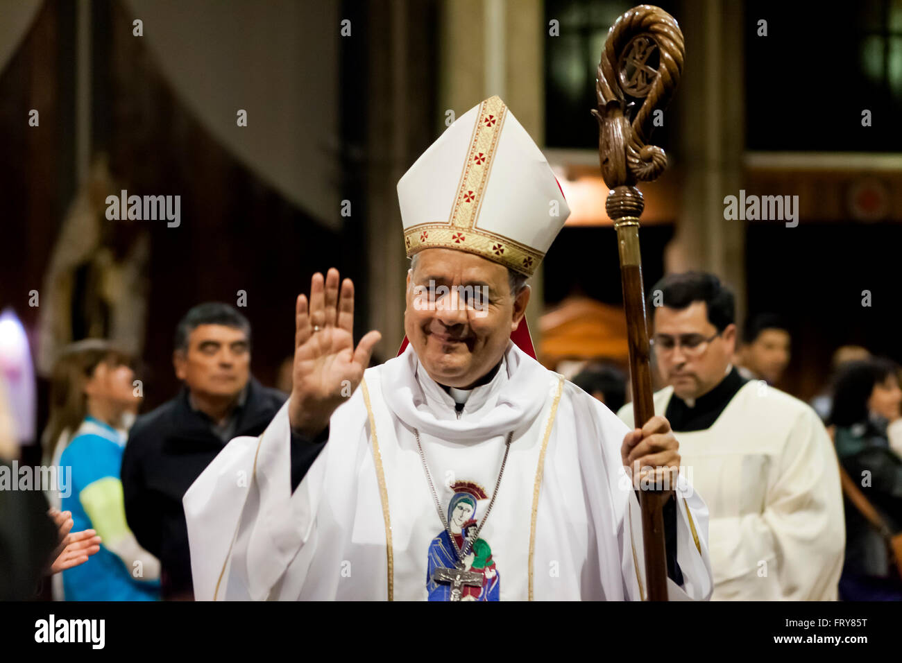 Osorno, Chile. 23rd March, 2016. The Bishop of Osorno Juan Barros ...