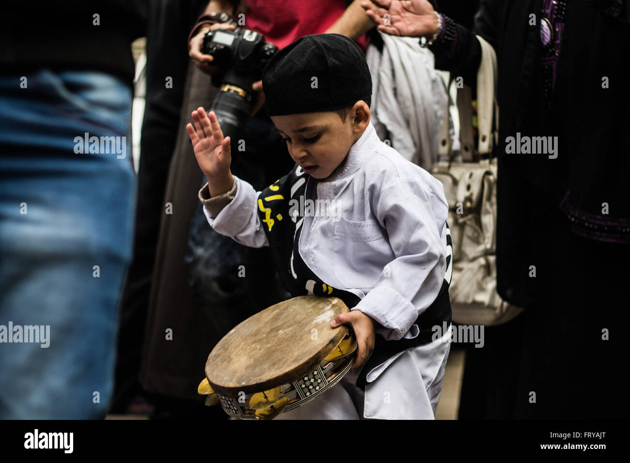 March 24, 2016 - Children dancing in Sufi celebration .On the ...