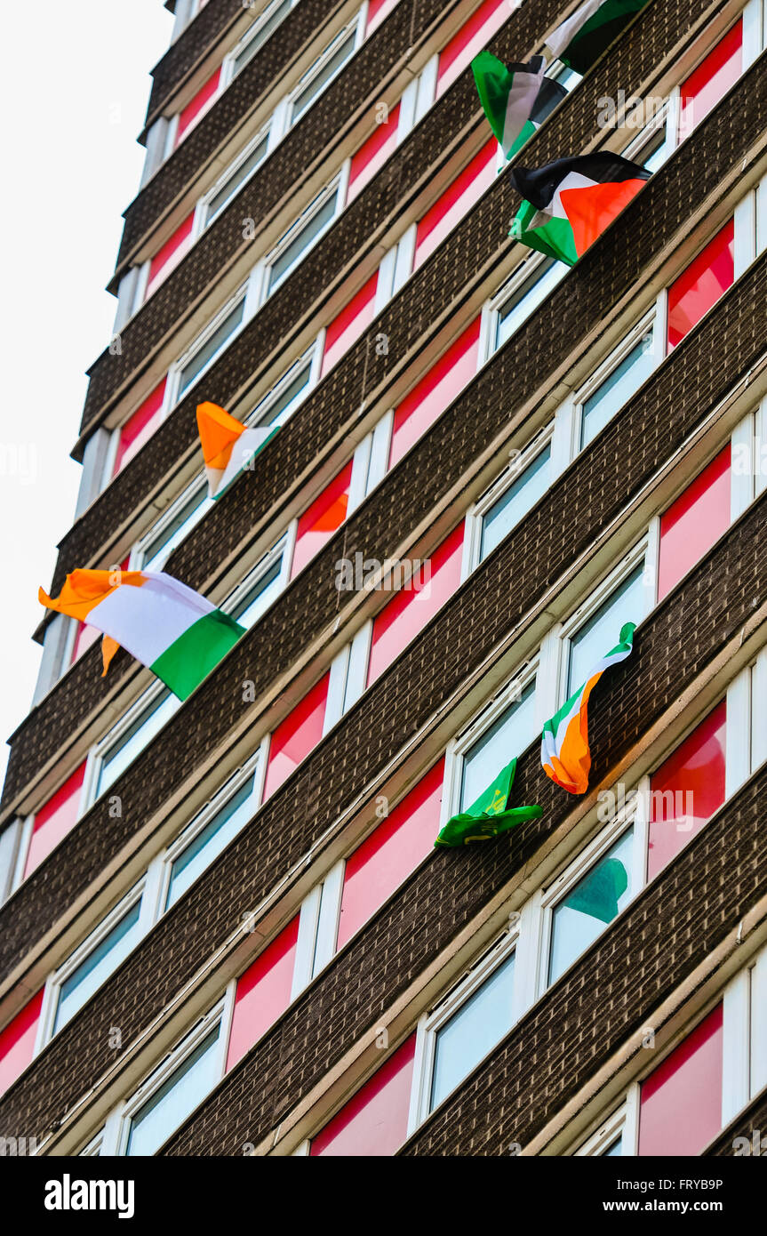 Belfast, Northern Ireland. 24 Mar 2015 - Various flags (including Irish ...