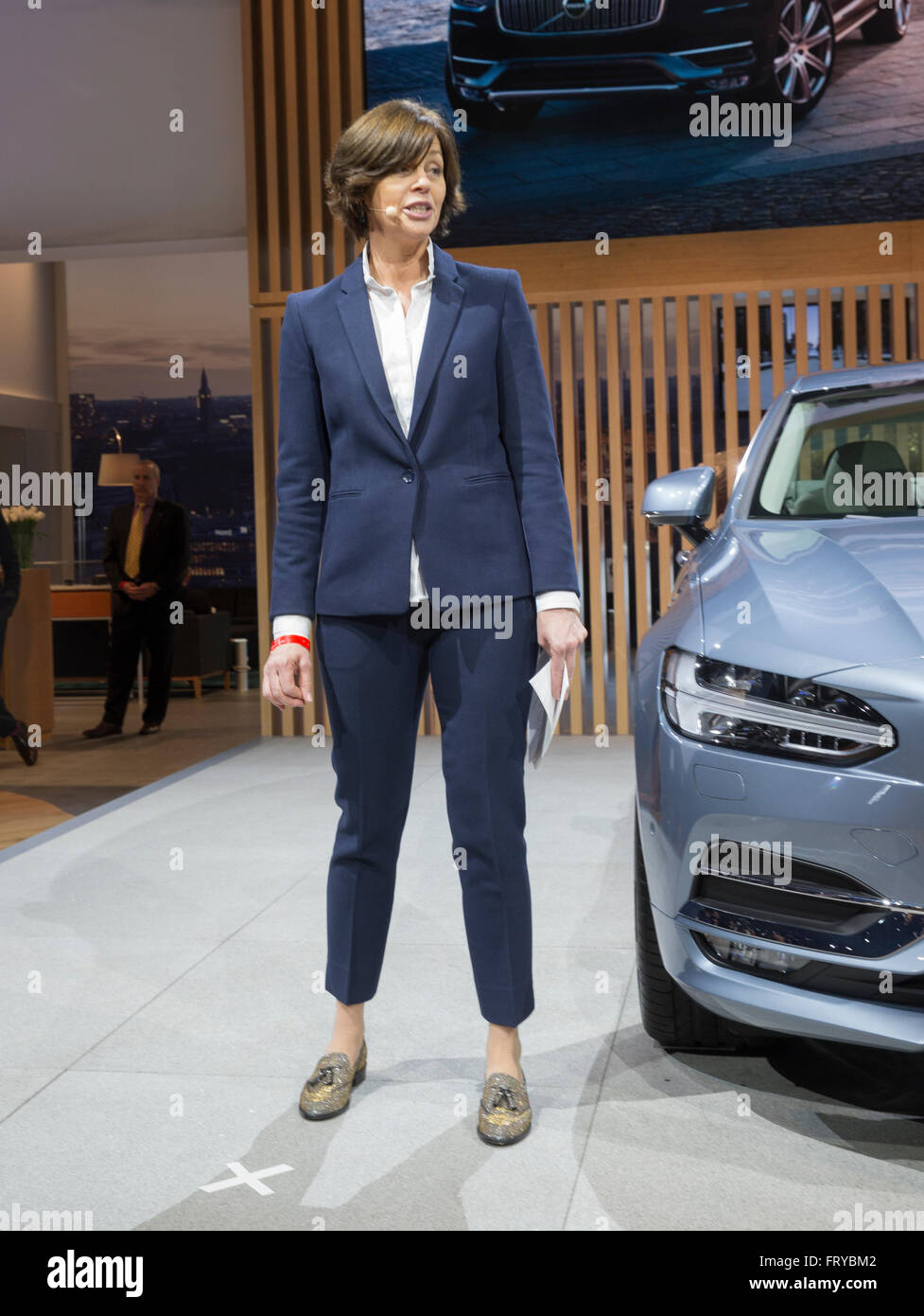 New York, NY USA - March 24, 2016: Bodil Eriksson unveiled Volvo S90 at ...
