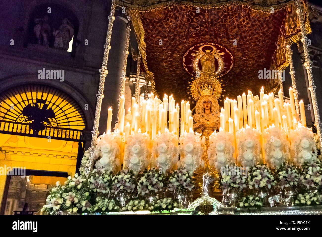 Madrid, Spain. 23rd March, 2016. A view of the statue of the Mary ...