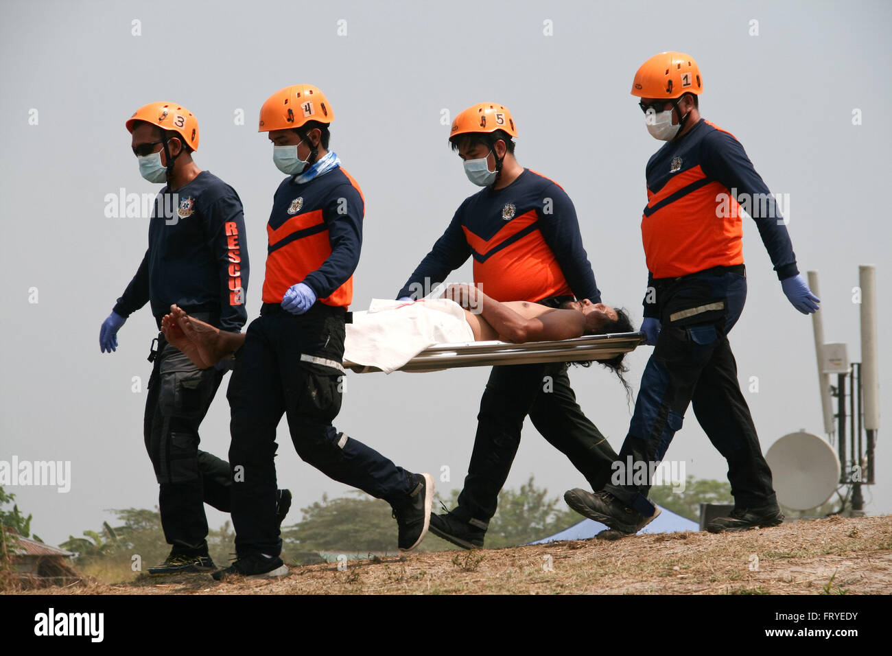 Cutud, Pampanga, Philippines. 25th Mar, 2016. Ruben Enaje is carried by ...