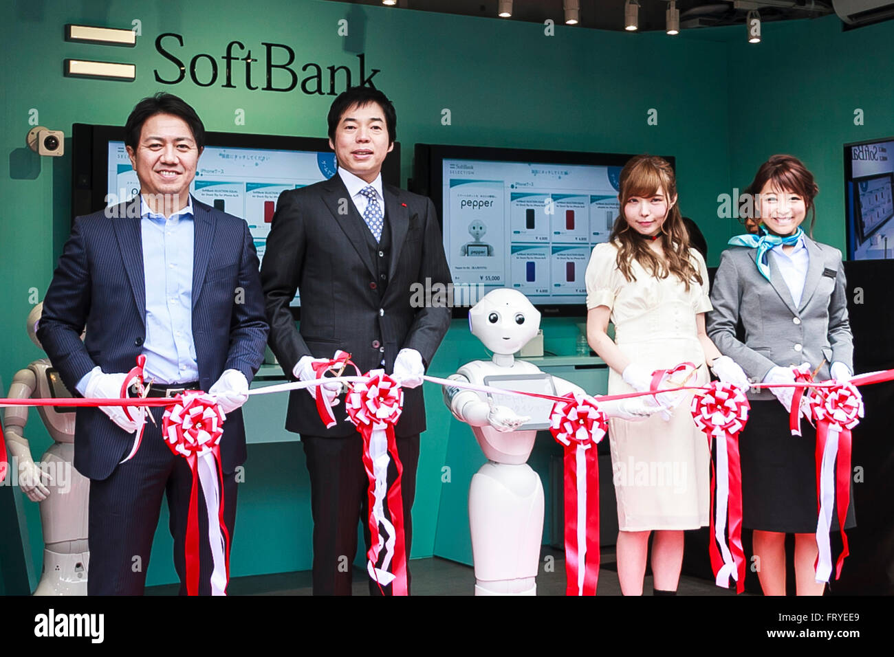 (L to R) SoftBank Robotics President Fumihide Tomizawa, actor Koji ...