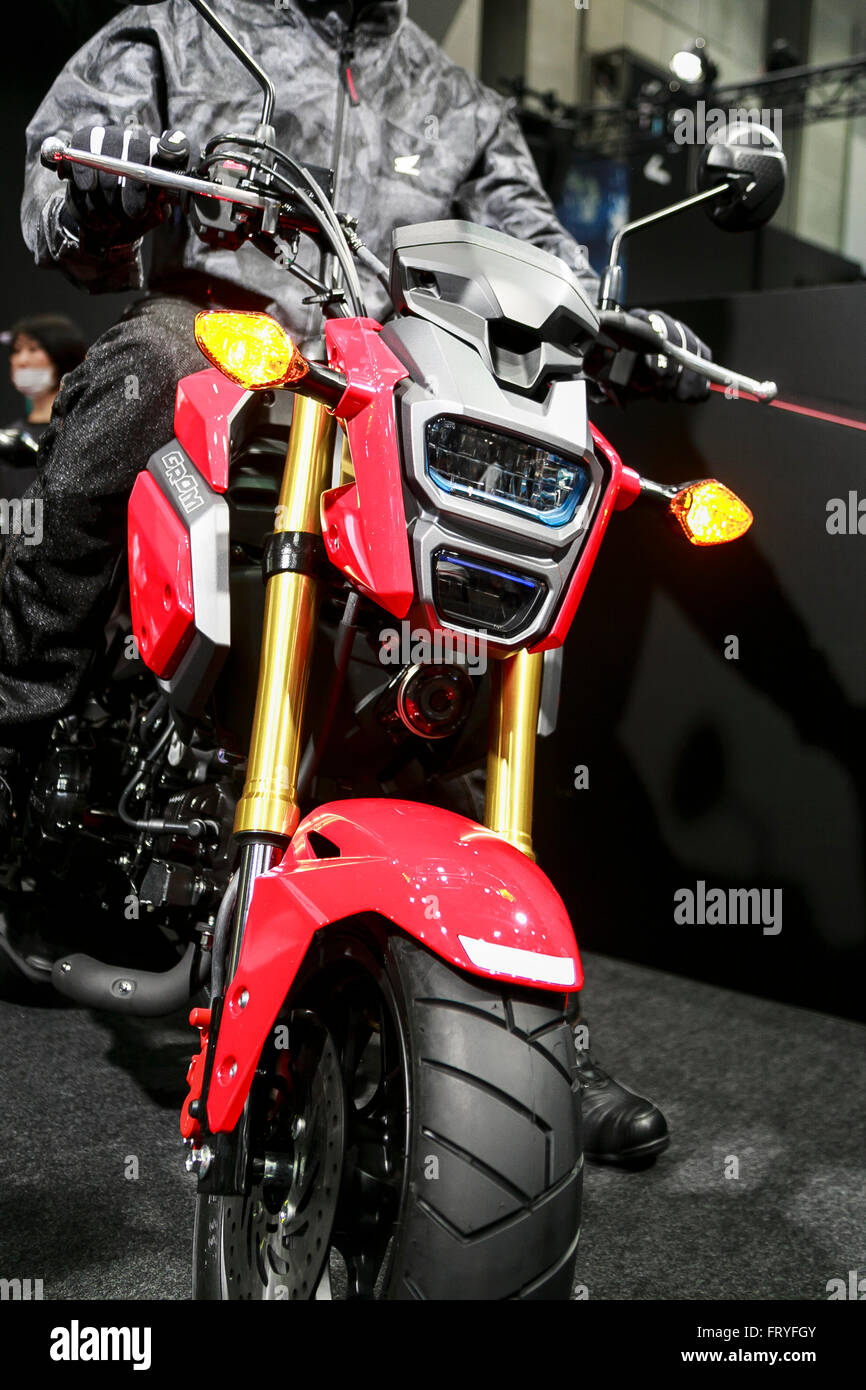 Tokyo, Japan. 25th March, 2016. Honda GROM 125 on display during The ...