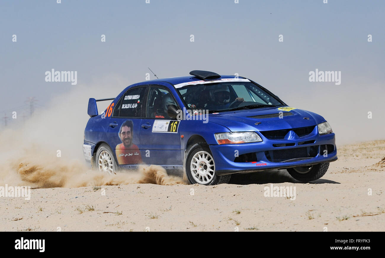 Kuwait City, Kuwait. 25th Mar, 2016. Kuwaiti driver Saleh Ali and co ...