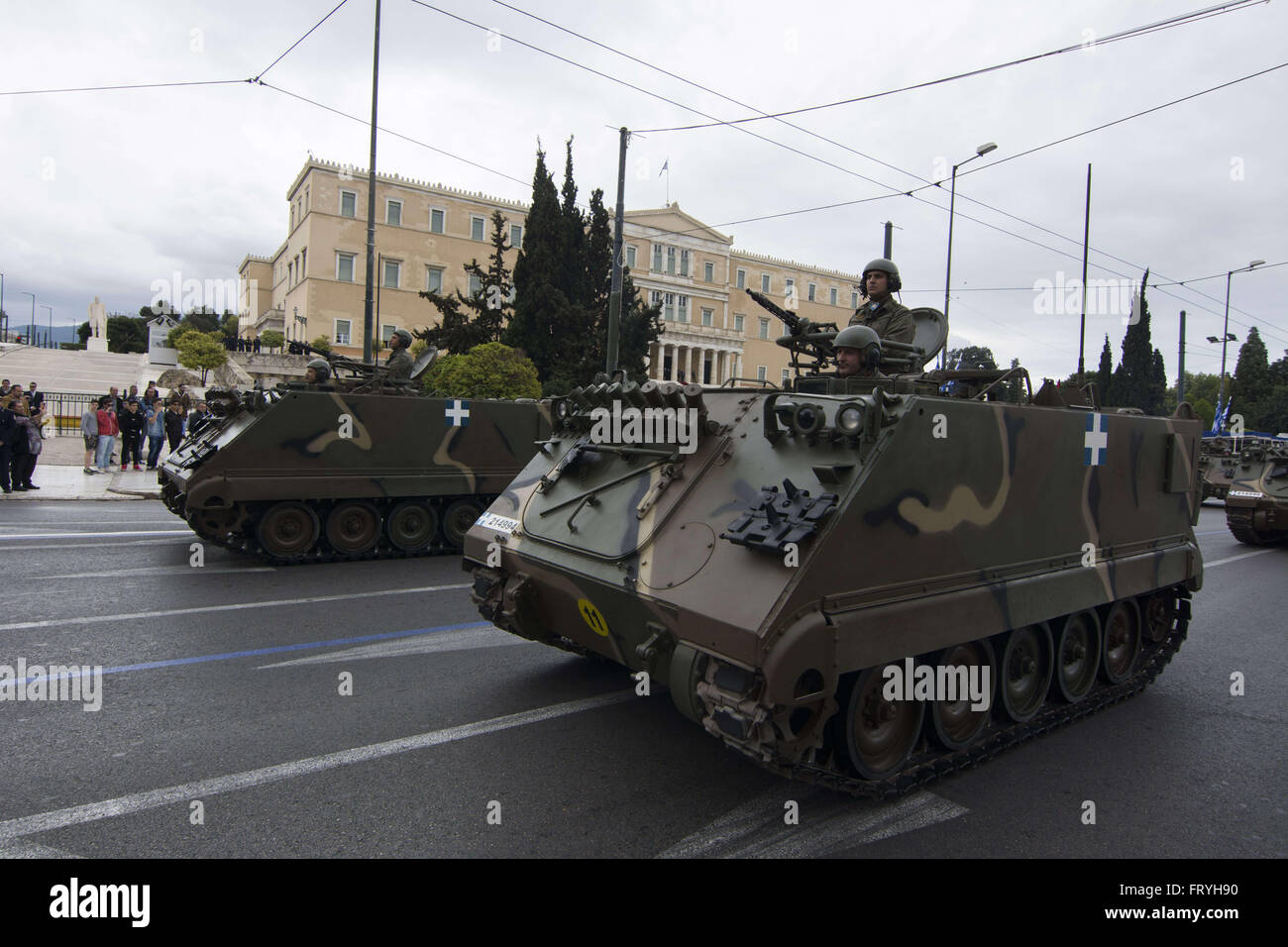 Athens, Greece. 25th Mar, 2016. Tanks parade in front of the Greek ...