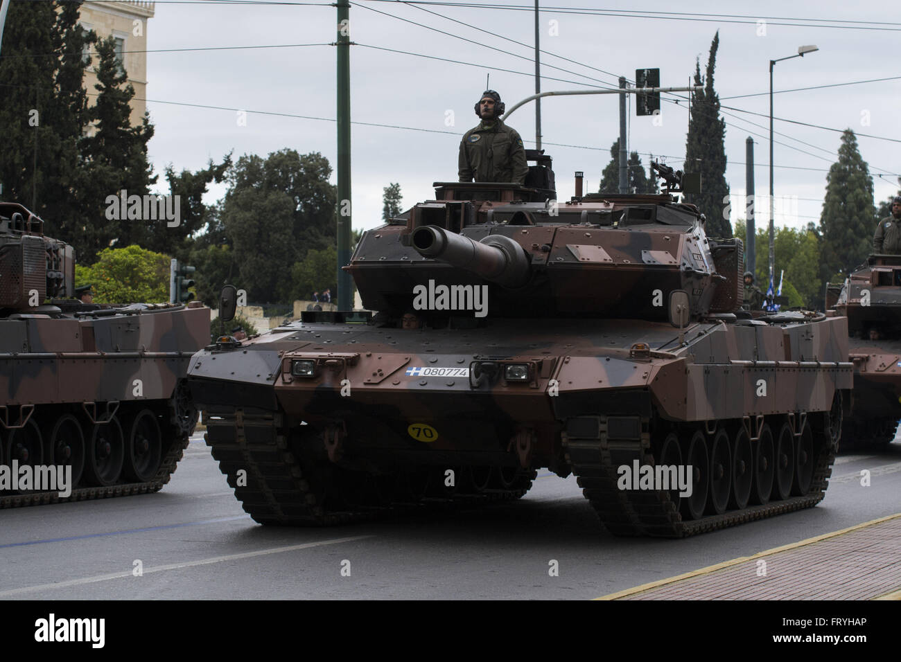 Athens, Greece. 25th Mar, 2016. Tanks and military vehicles parade in ...