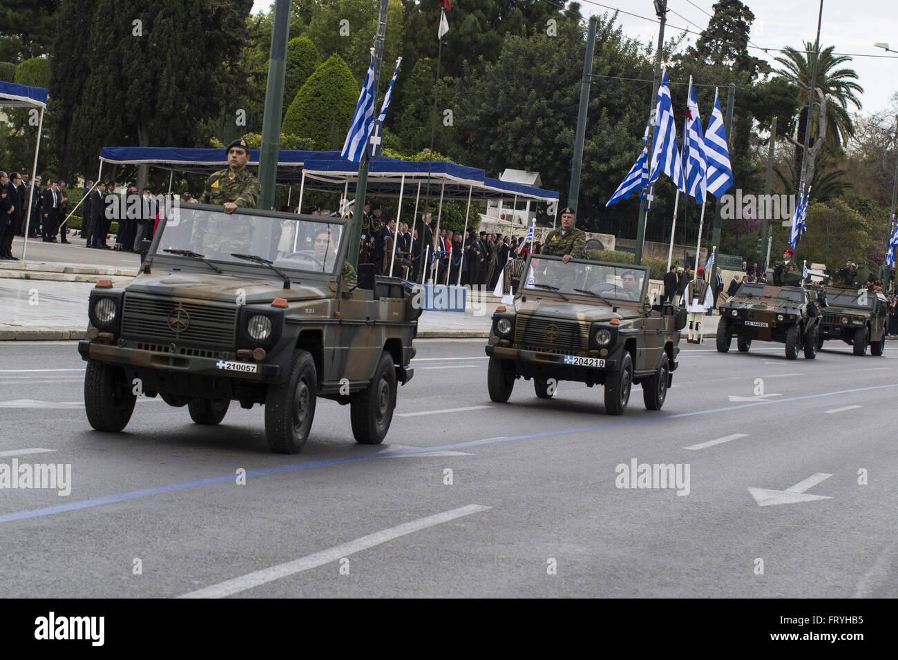 Athens, Greece. 25th Mar, 2016. Tanks and military vehicles parade in ...