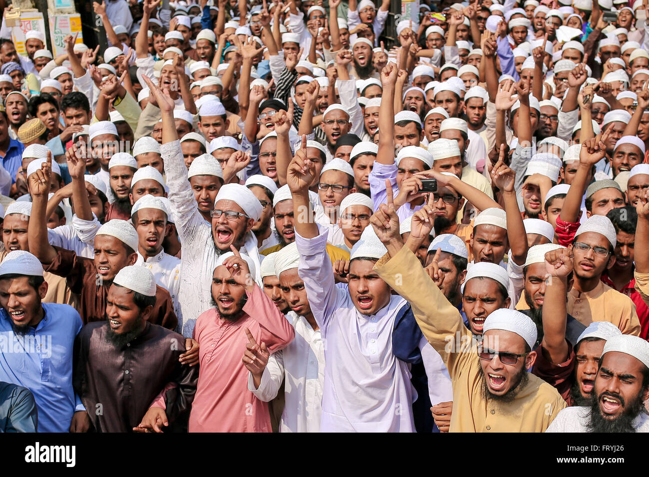 Dhaka, Bangladesh. 25th Mar, 2016. After Friday prayer thousands of ...
