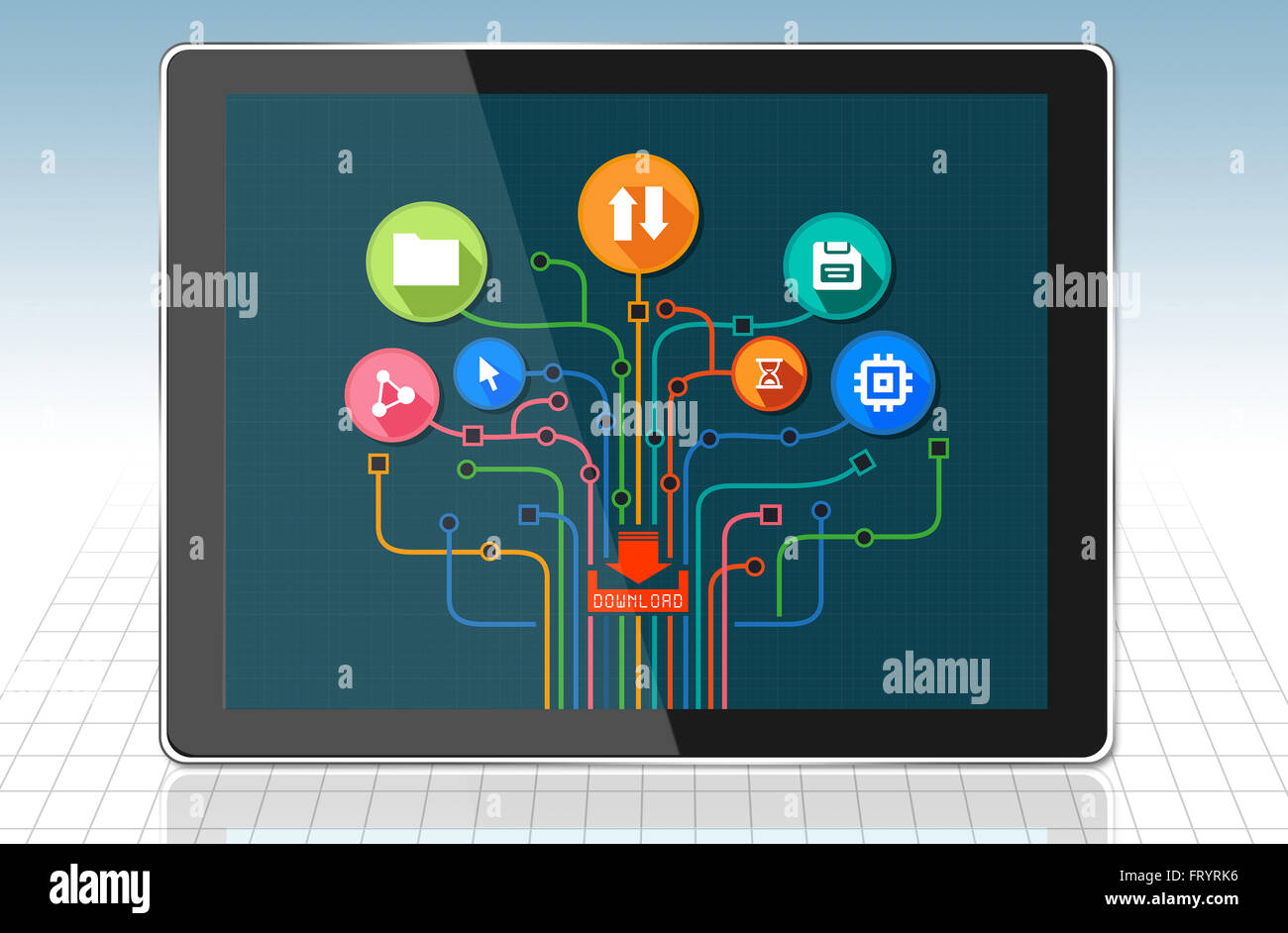 Internet Download Graph background with tablet pc Stock Photo - Alamy