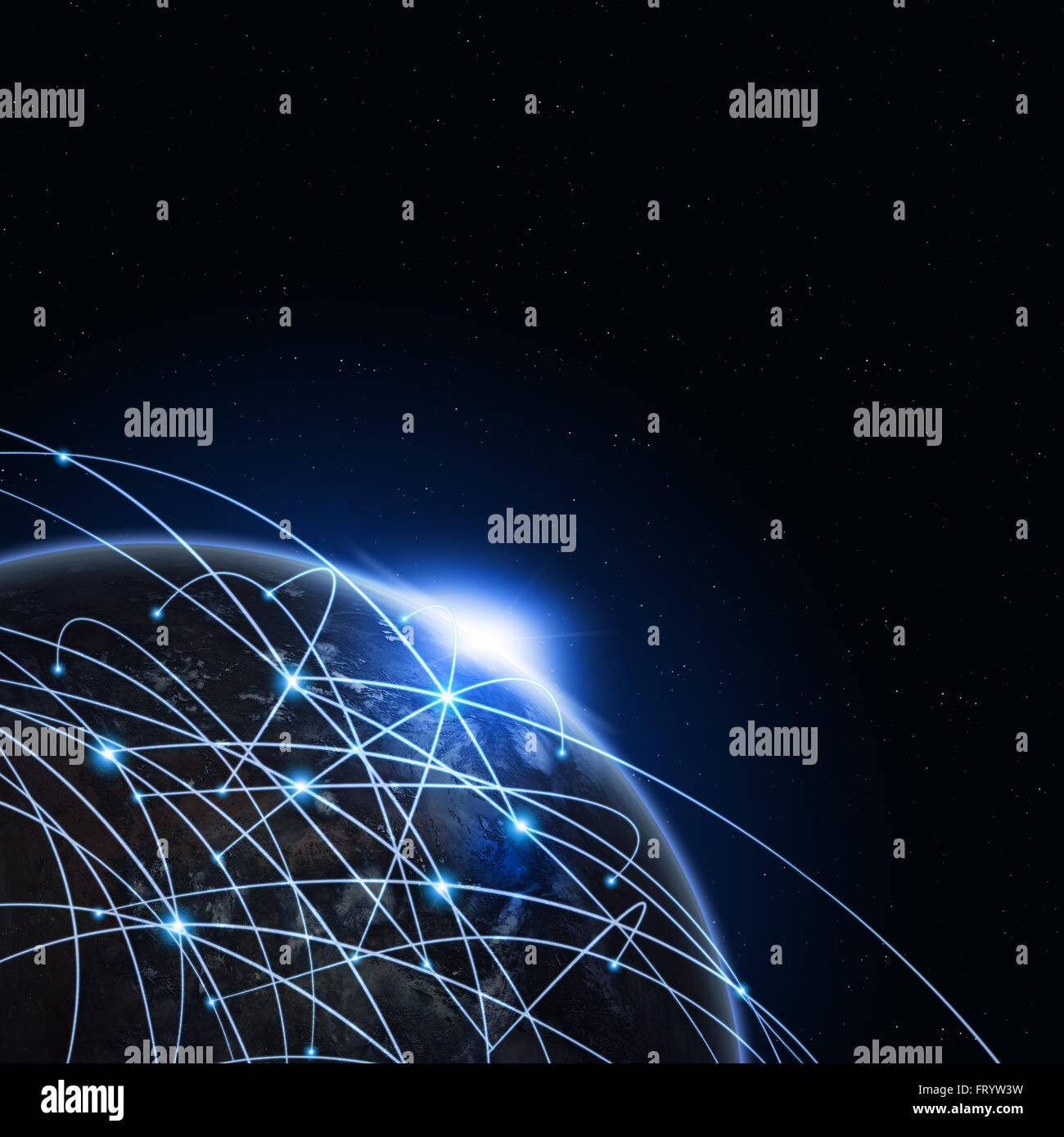 abstract information net technology connections concept blue background ...