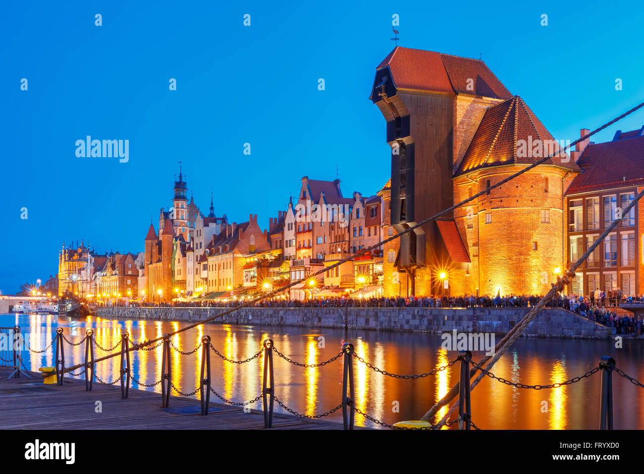 Harbour crane and city gate Zuraw, Gdansk, Poland Stock Photo - Alamy