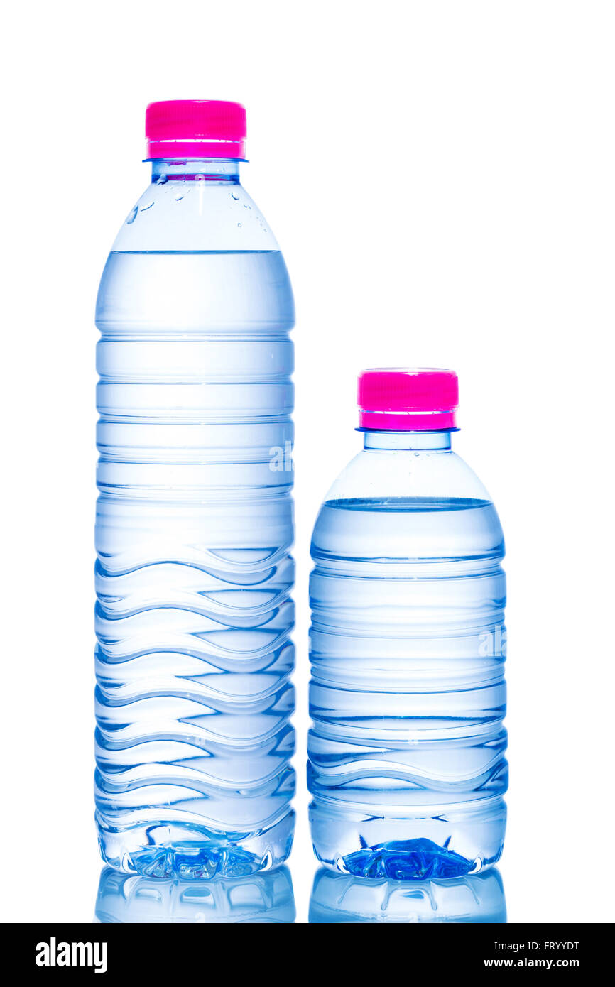Two plastic bottles of water with different sizes Stock Photo - Alamy