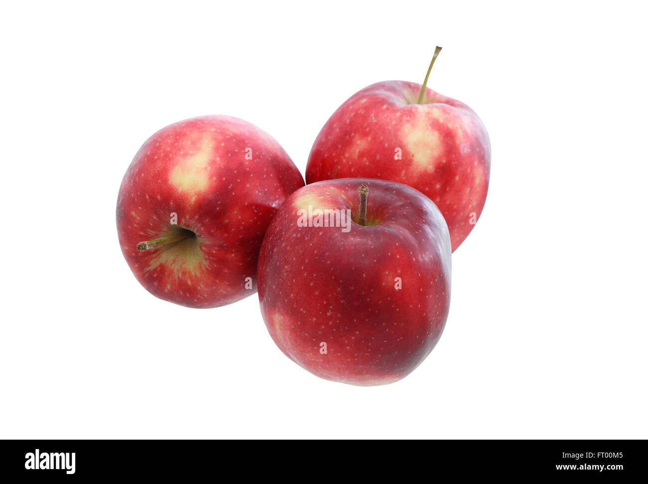 Three red apples isolated on white background with clipping path Stock ...