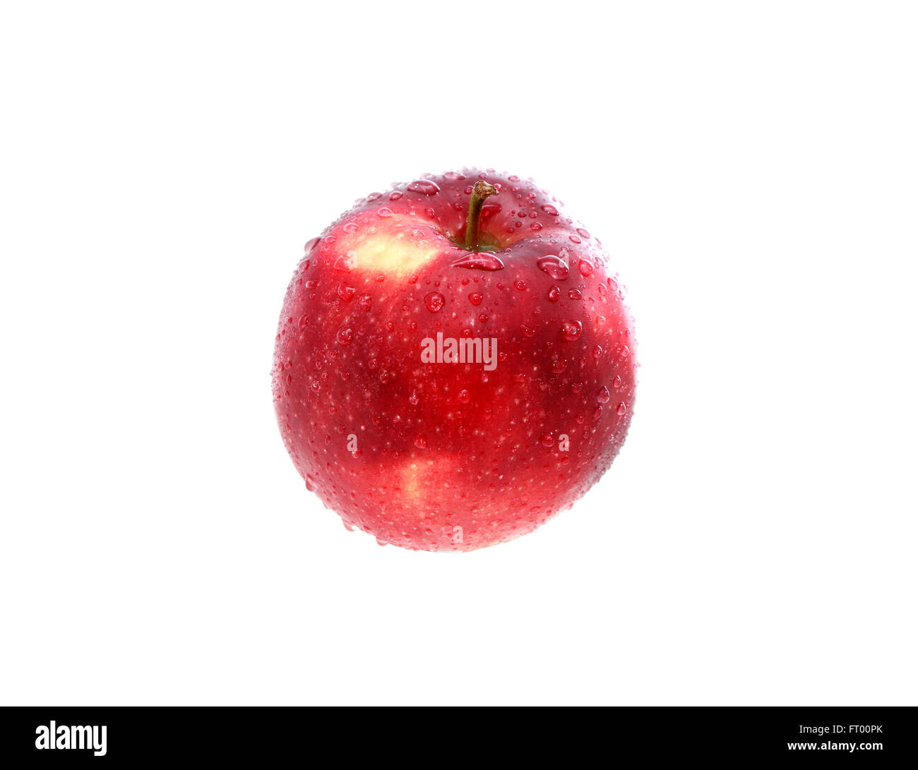 One red apple with water drops on white background Stock Photo - Alamy