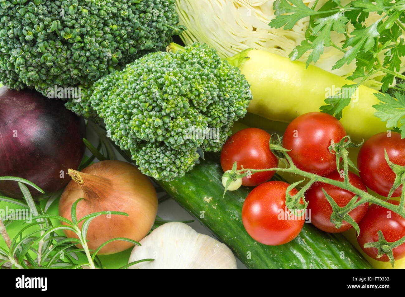 Bunch of fresh vegetables on the table Stock Photo - Alamy
