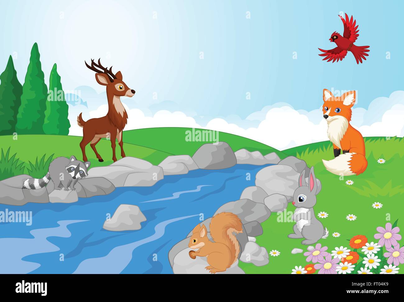Nature landscape background with wild animals Stock Vector Image & Art ...