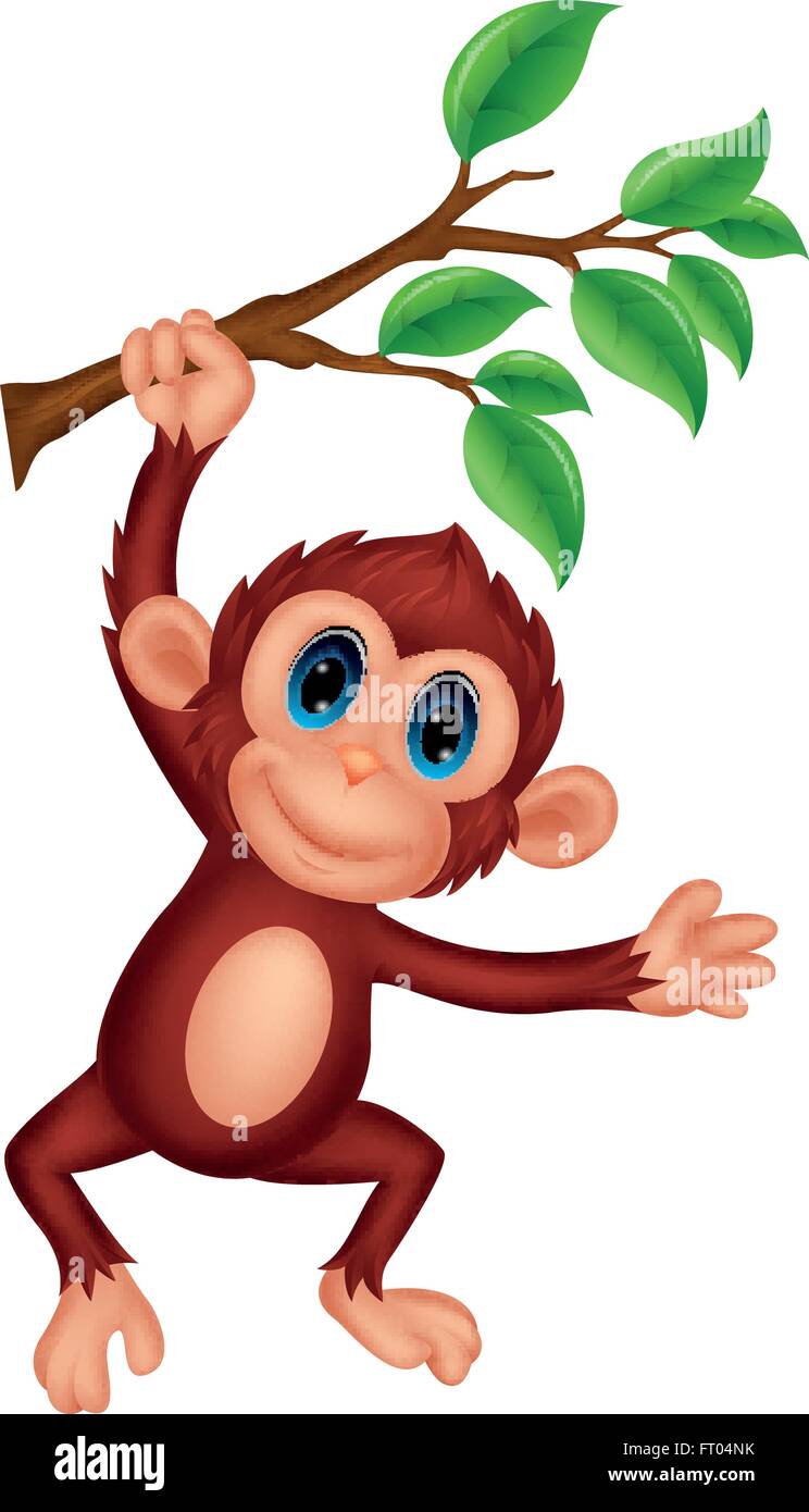 Cute monkey cartoon hanging Stock Vector Image & Art - Alamy