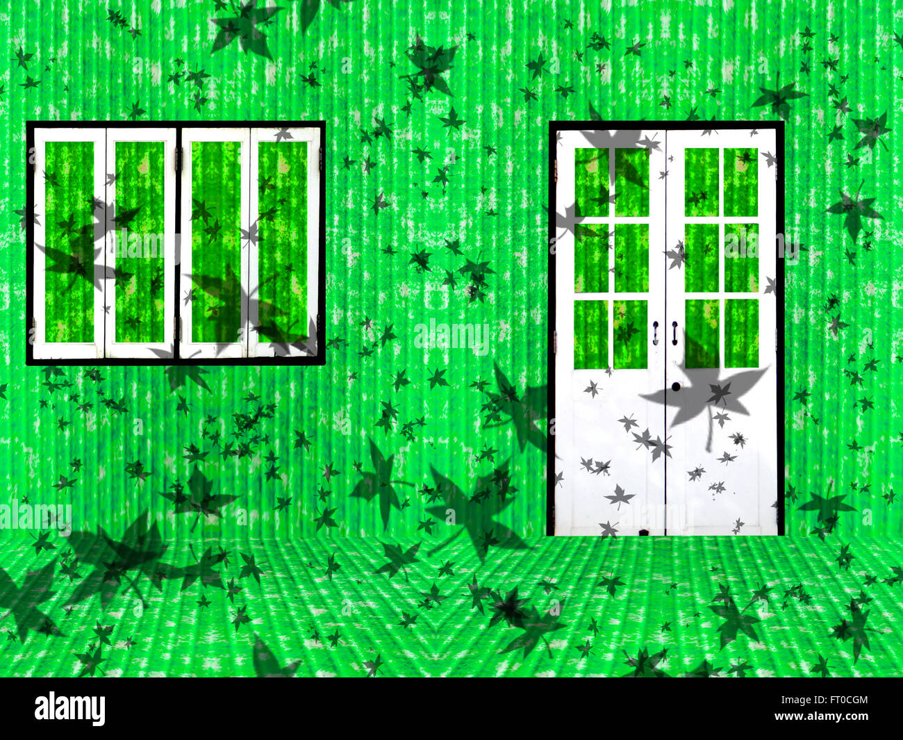 Maple shadow on canvas door and window Stock Photo - Alamy