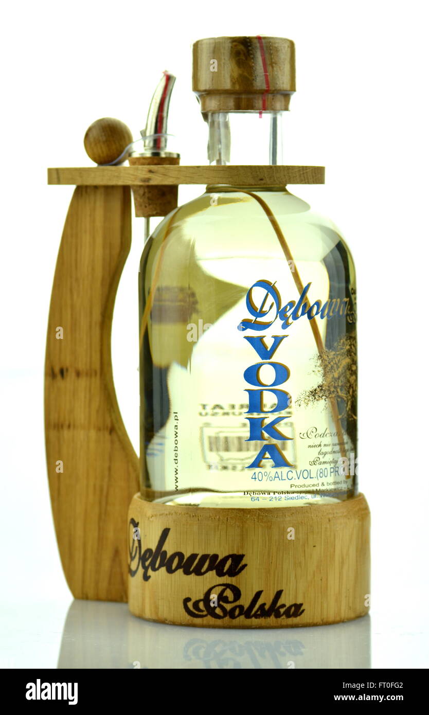 Debowa vodka with wooden handle isolated on white background Stock ...