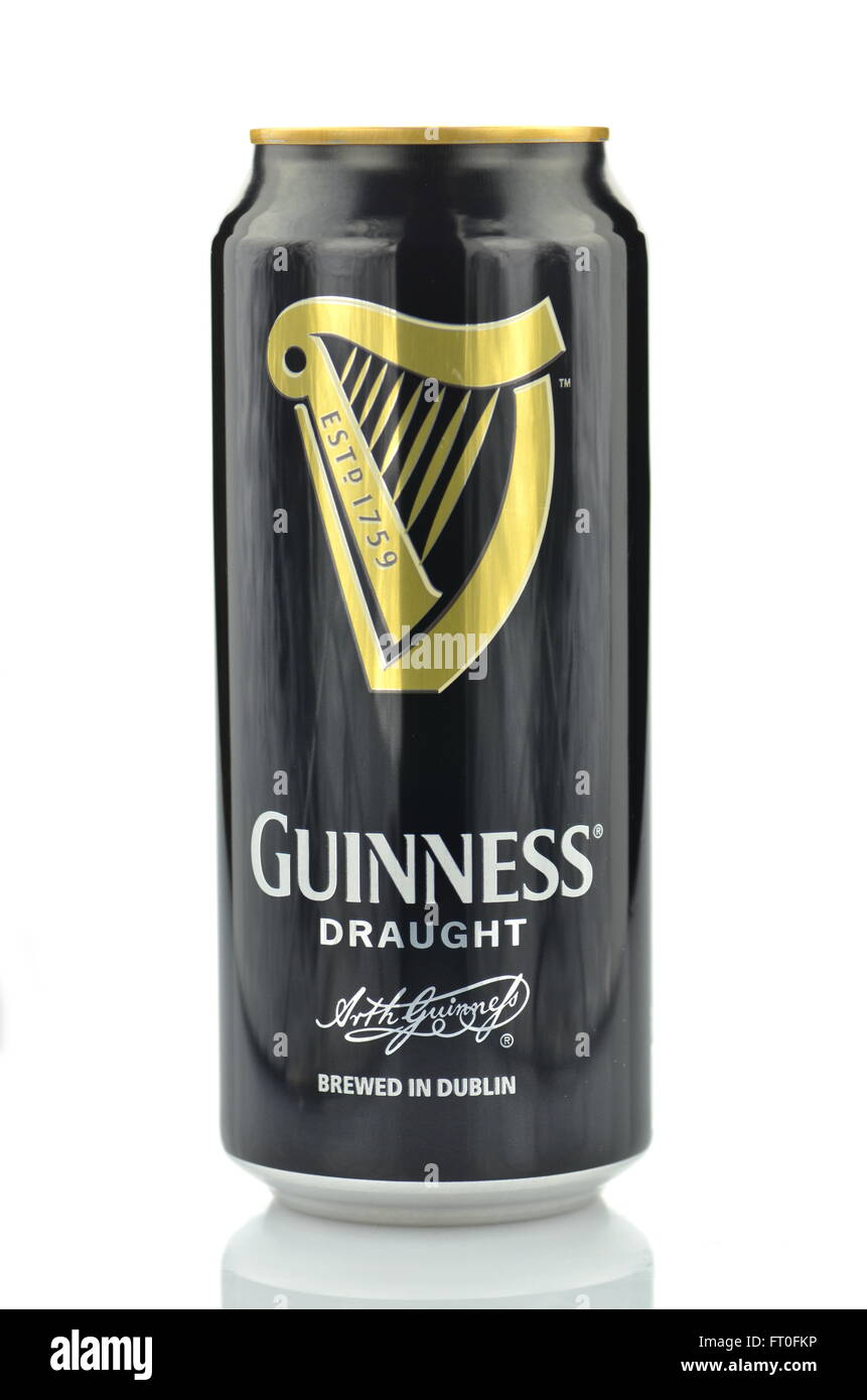 Guinness draught beer isolated on white background. Guinness beer has ...