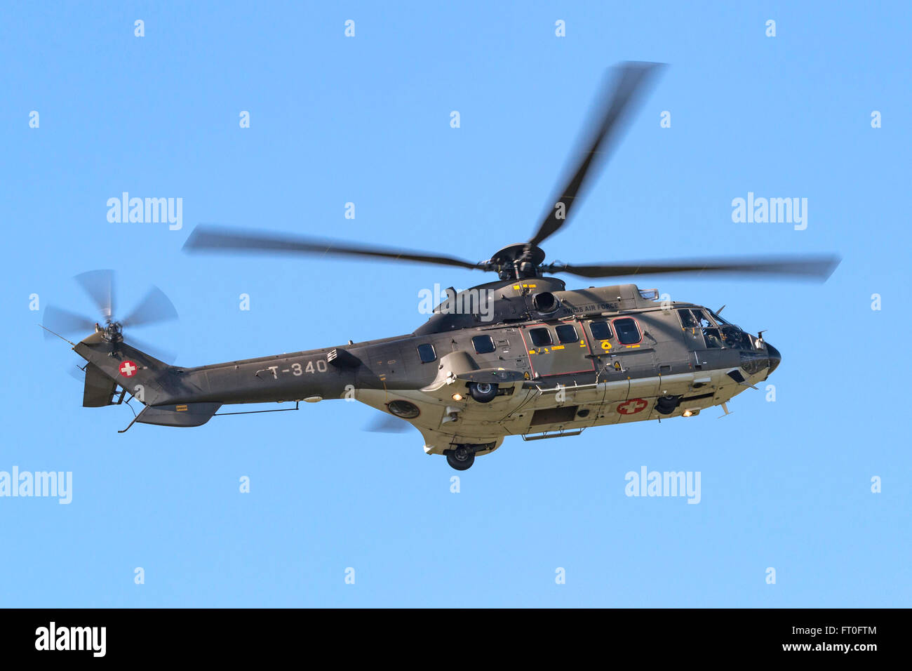 Aerospatiale AS332 (AS532, TH98) Super Puma Military helicopter T-340 from the Swiss Air Force ...