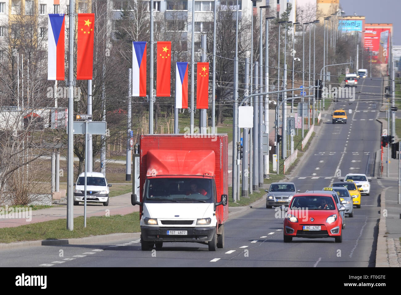 Czech and Chinese flag flying Stock Photo - Alamy