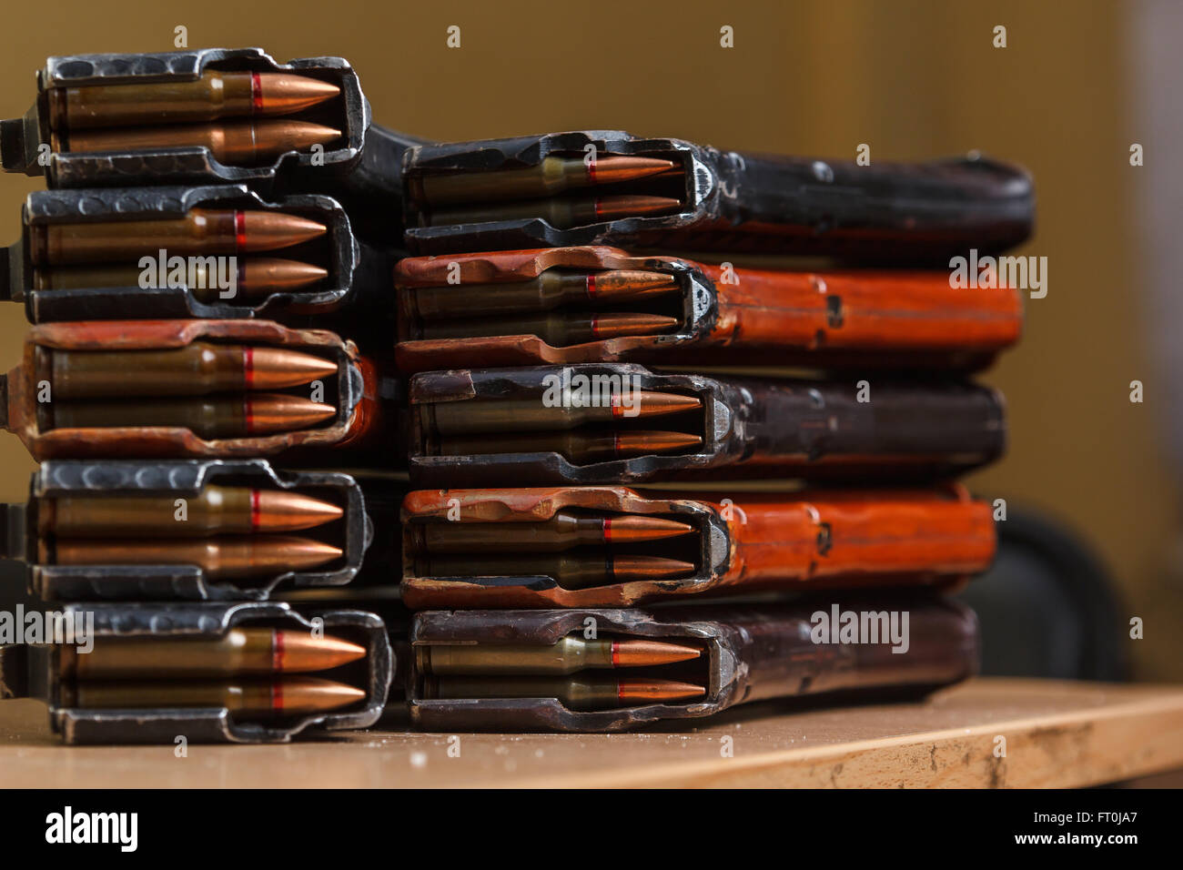 ammo for machine guns with loaded magazines Stock Photo - Alamy