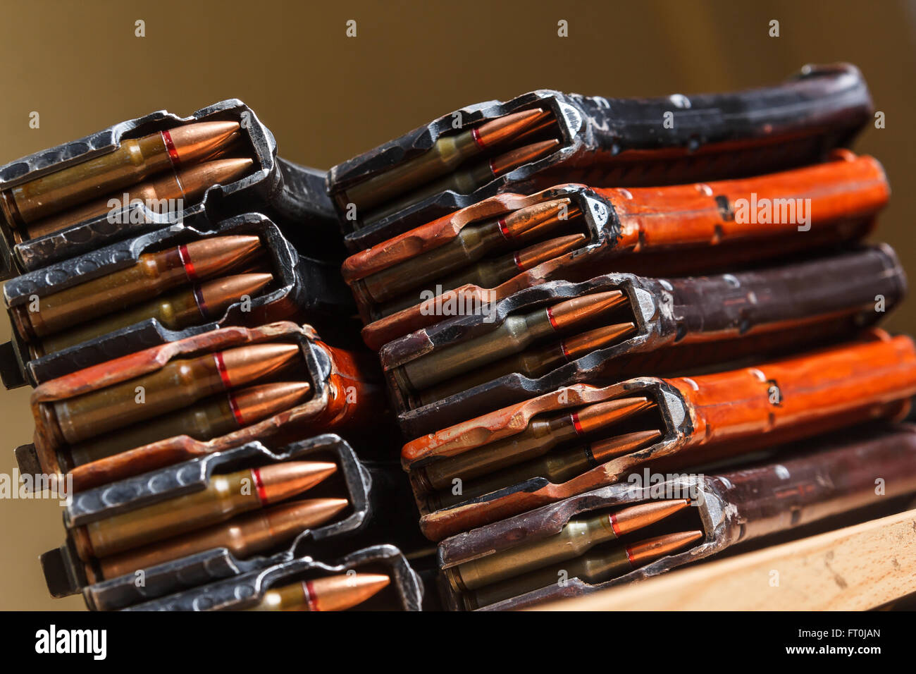 ammo for machine guns with loaded magazines Stock Photo - Alamy