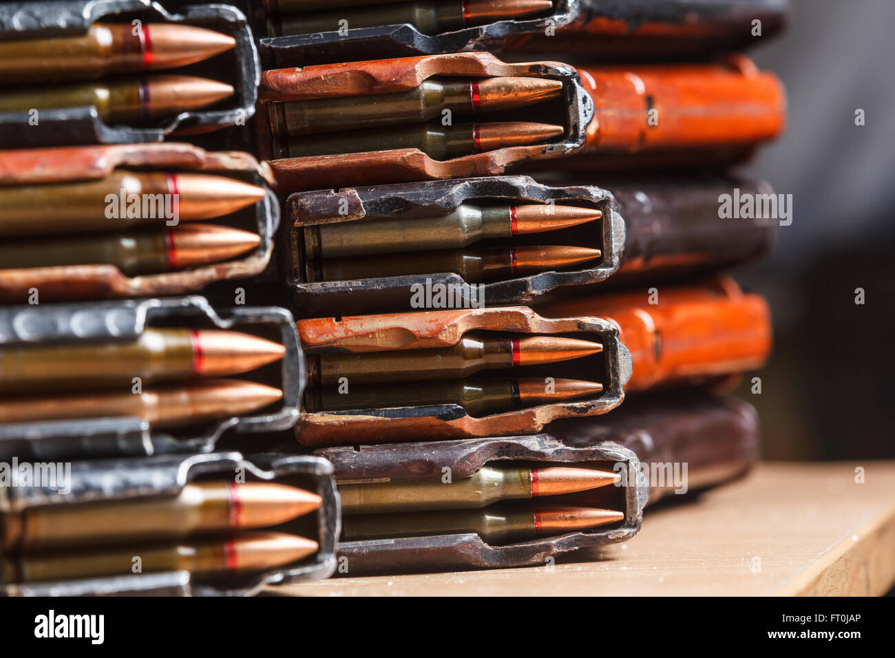 ammo for machine guns with loaded magazines Stock Photo - Alamy