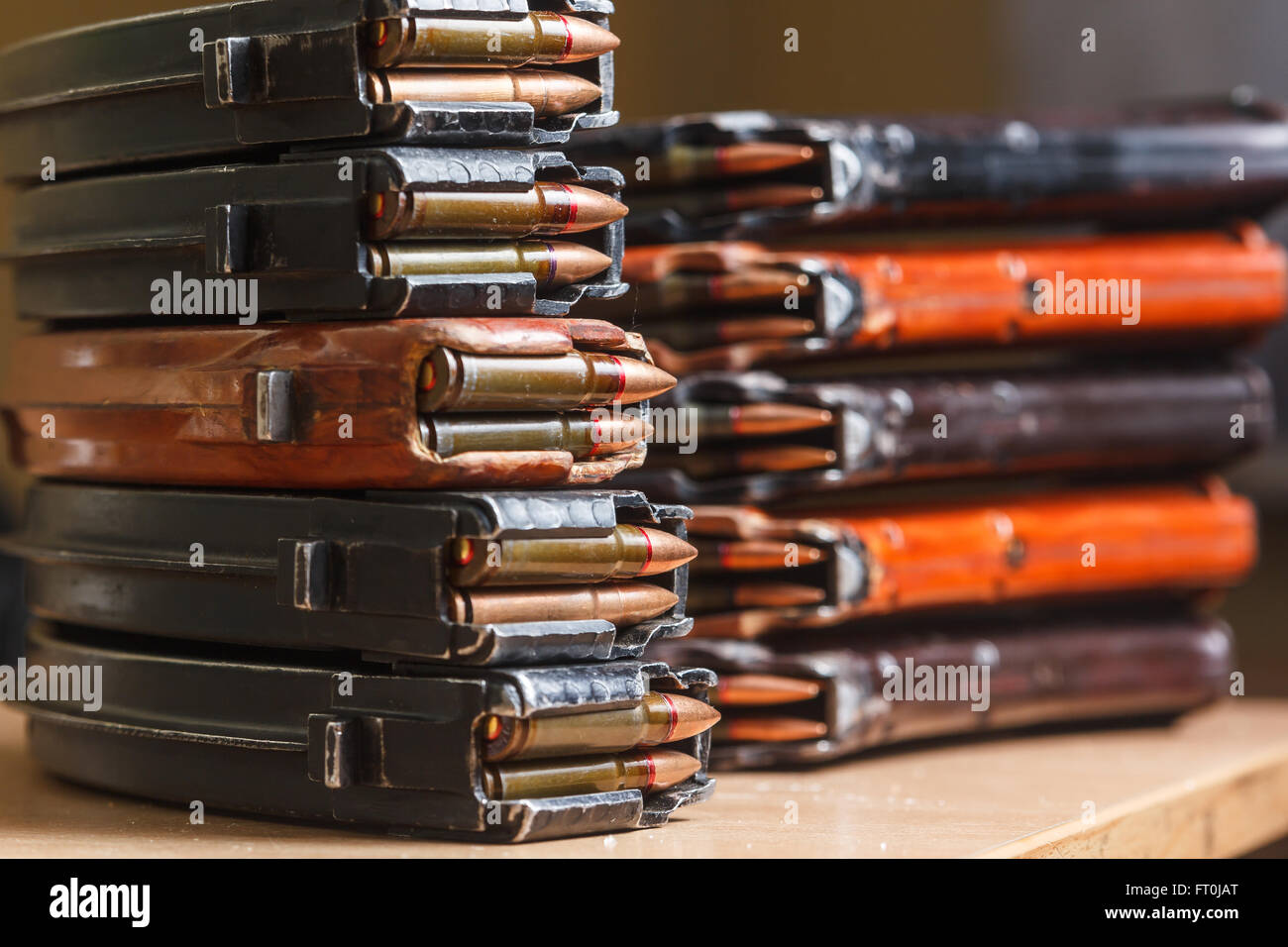ammo for machine guns with loaded magazines Stock Photo - Alamy