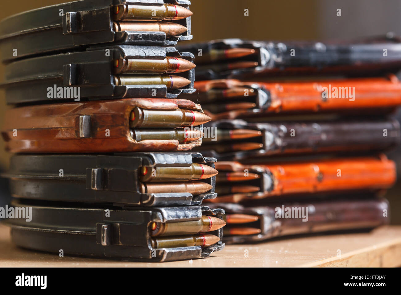 ammo for machine guns with loaded magazines Stock Photo - Alamy